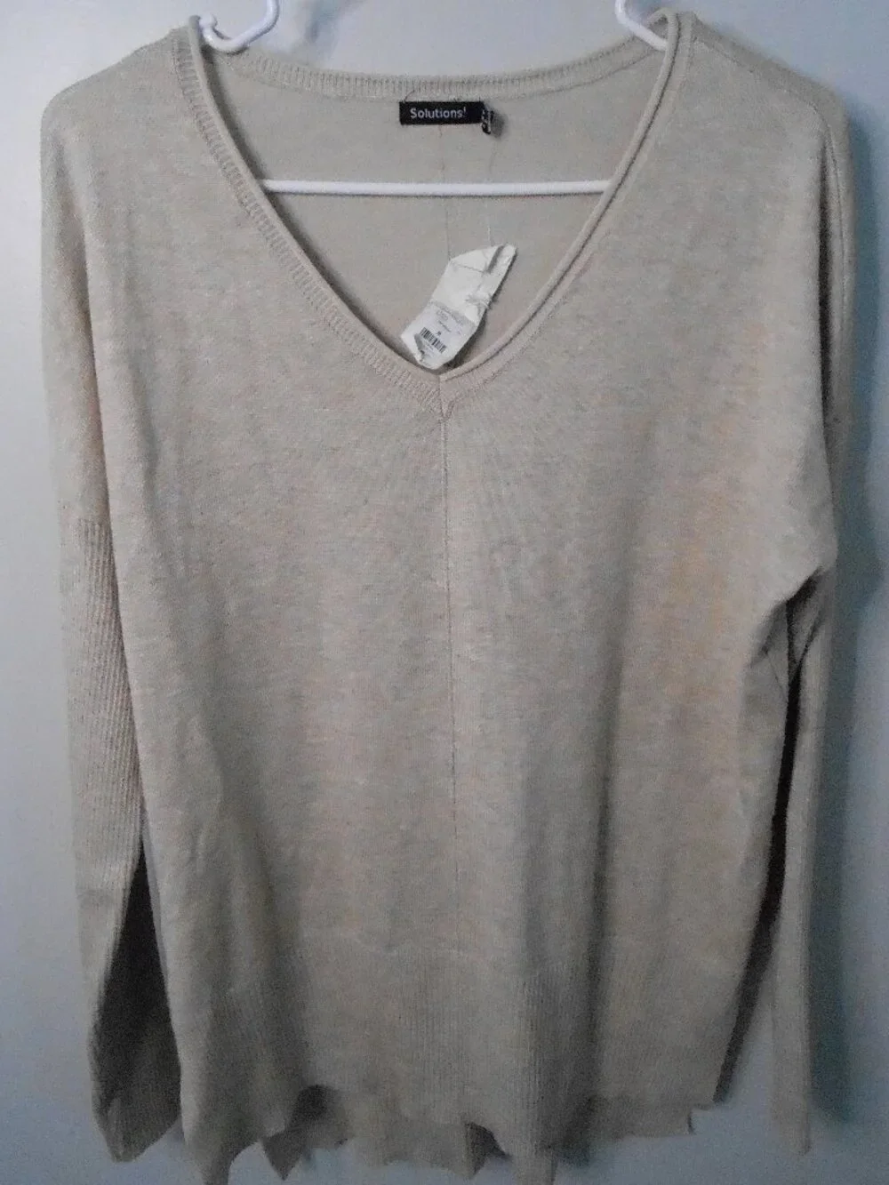 Solutions | Sweaters | Solutions Womens Lightweight Tan Oatmeal Ribbed ...